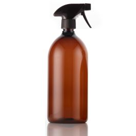 Plastic Amber (PET) Bottles with Trigger Spray Tops 1000ml | G Baldwin & Co