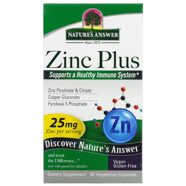 Natures Answer Zinc Plus 25 mg 60 Vegetarian Capsules | G Baldwin & Co