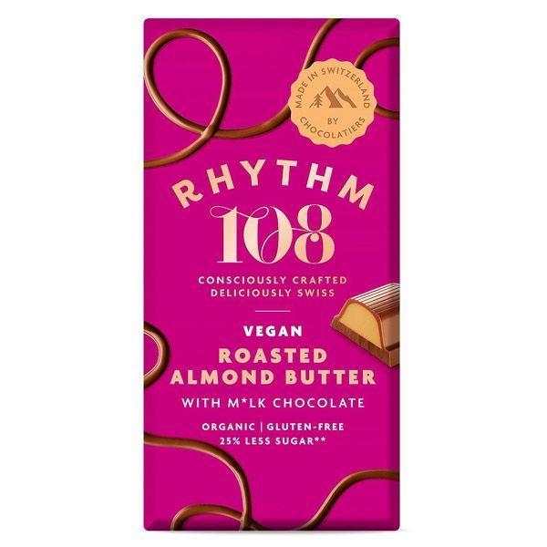 Rhythm 108 Vegan Roasted Almond Butter Chocolate 100g | G Baldwin & Co