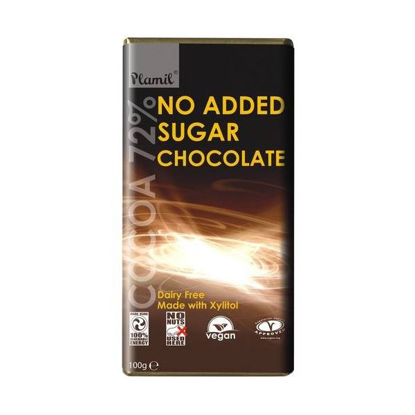 Plamil No Added Sugar Chocolate 100g Dairy Free Sweetened With Xylitol ...